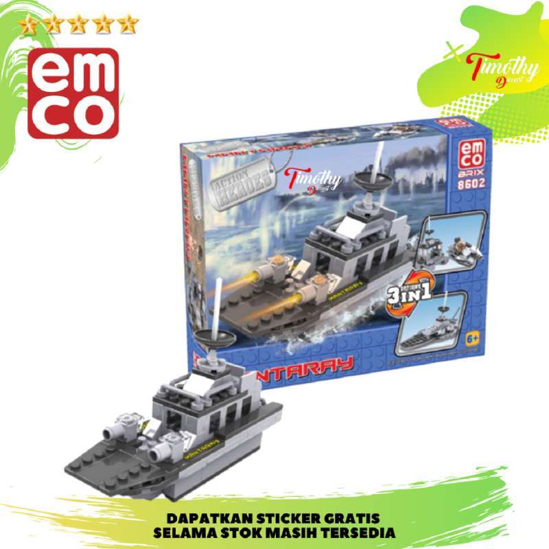 Promo Mainan Balok Lego Emco Brix Action Heroes Mobil Pesawat Army ...