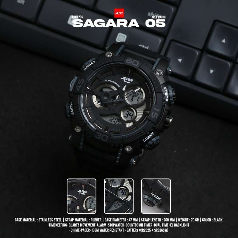 Jual Jam Tangan / Watch Digital Pria Sagara 05 Hitam Arei Outdoorgear ...