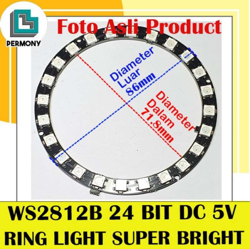 Promo Led Ring 24bit Ws2812b 24 Bits Ws2812 Lampu For Arduino Esp8266 7899