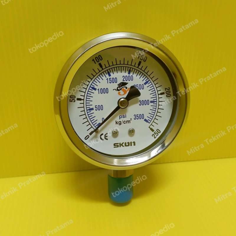Promo Manometer Pressure Gauge Stainless SKON 4 inchi 250 Bar / 3500 ...