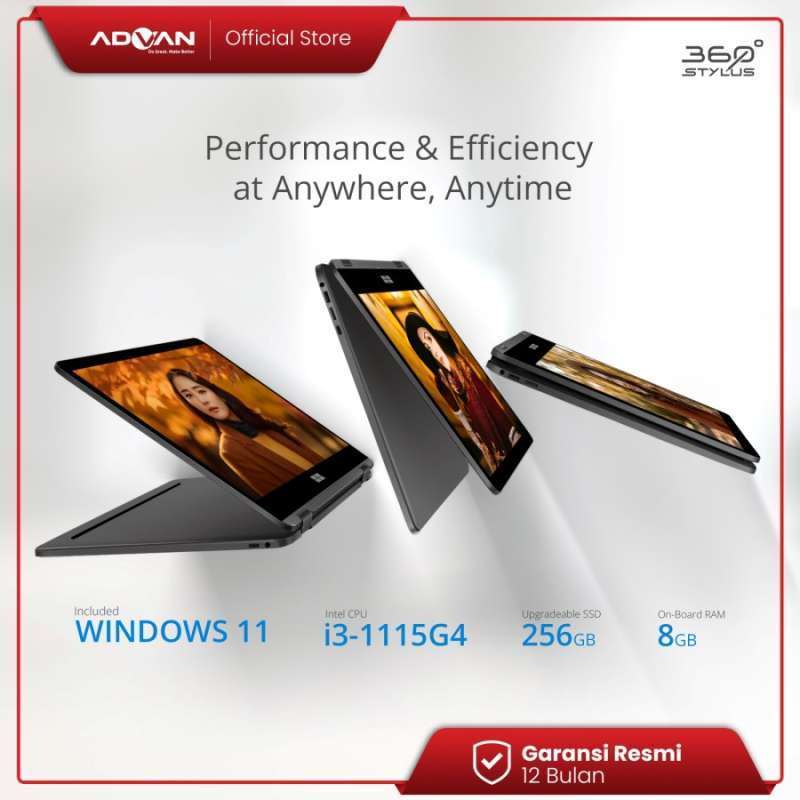 Jual Advan Laptop 360 Stylus Core i3-1115G4 8GB 256GB 14 Touch Windows ...