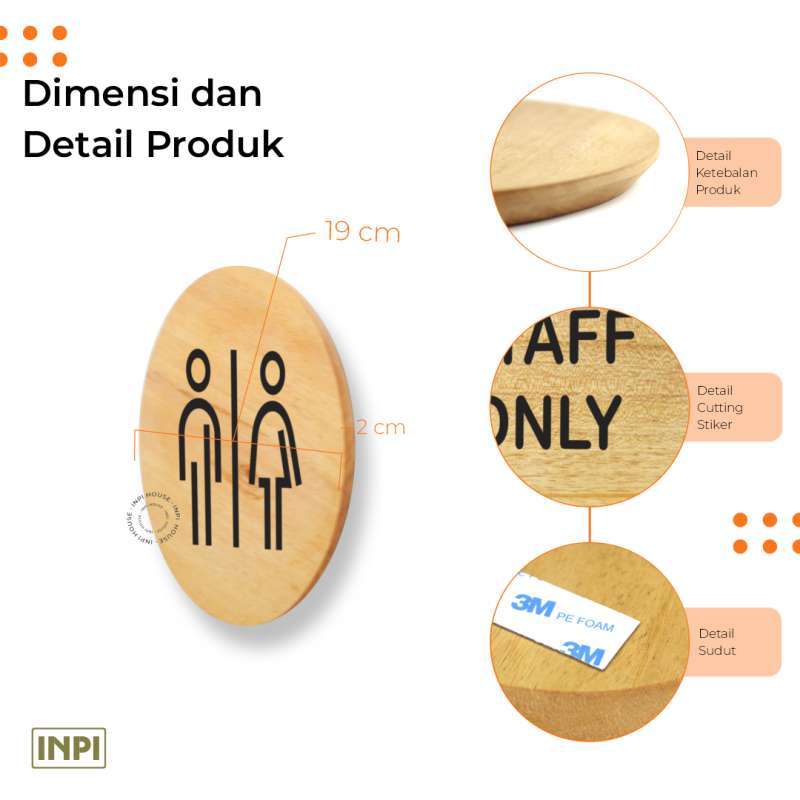 Jual Sign Kayu Mahoni Sticker Lingkaran Logo Toilet / Restroom Di ...