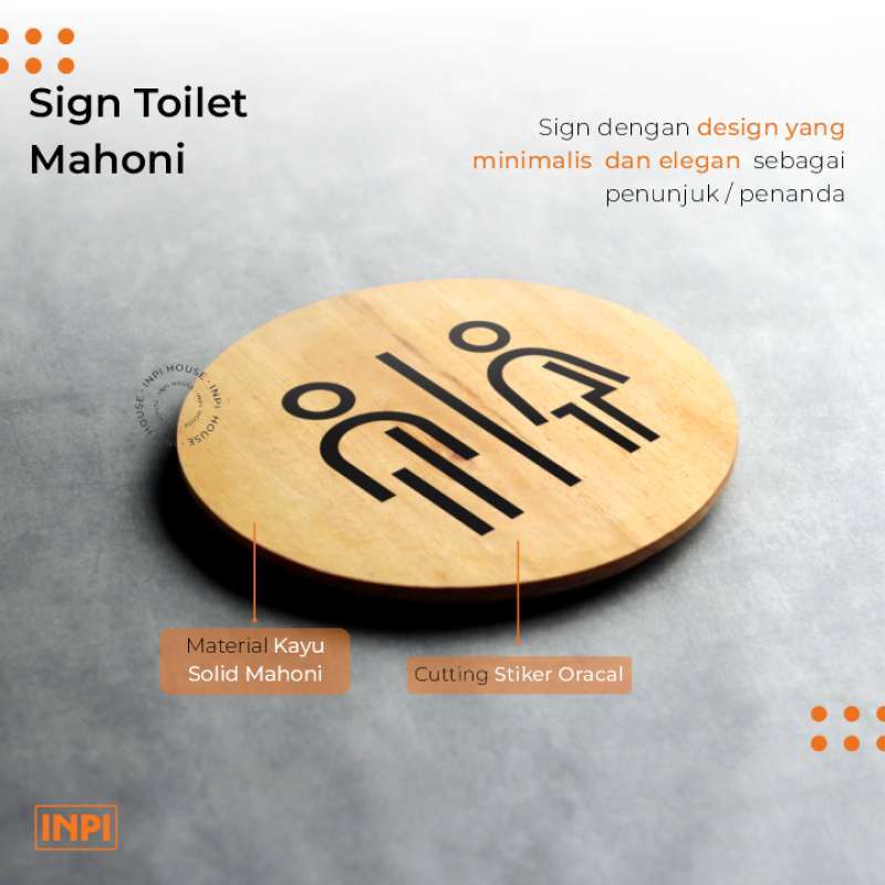 Jual Sign Kayu Mahoni Sticker Lingkaran Logo Toilet / Restroom Di ...
