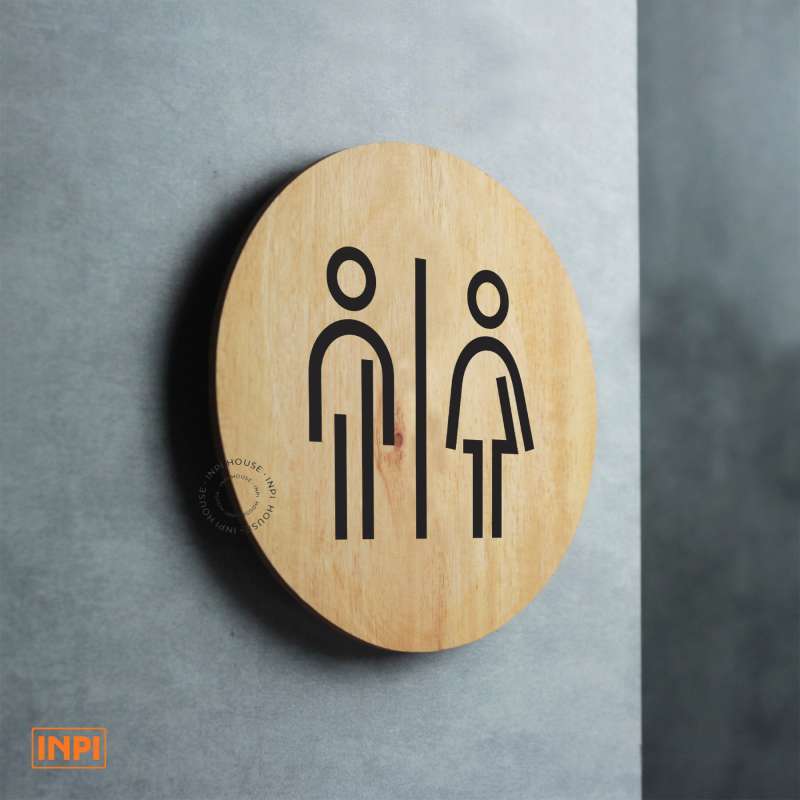 Jual Sign Kayu Mahoni Sticker Lingkaran Logo Toilet / Restroom Di ...