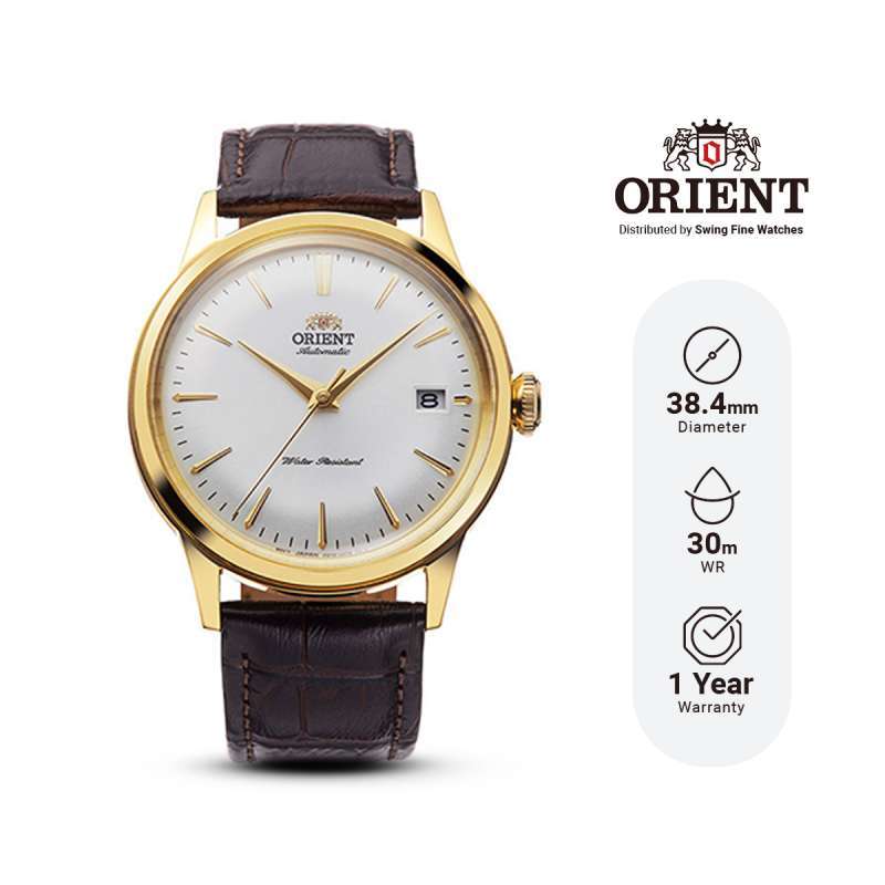 Jual Orient Bambino 38mm Mechanical Classic White Silver Dial Dark ...
