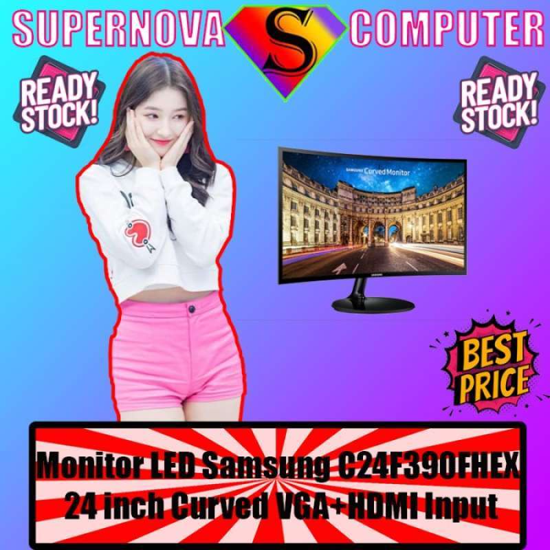 Promo Monitor LED Samsung C24F390FHEX 24 inch Curved VGA+HDMI Input ...