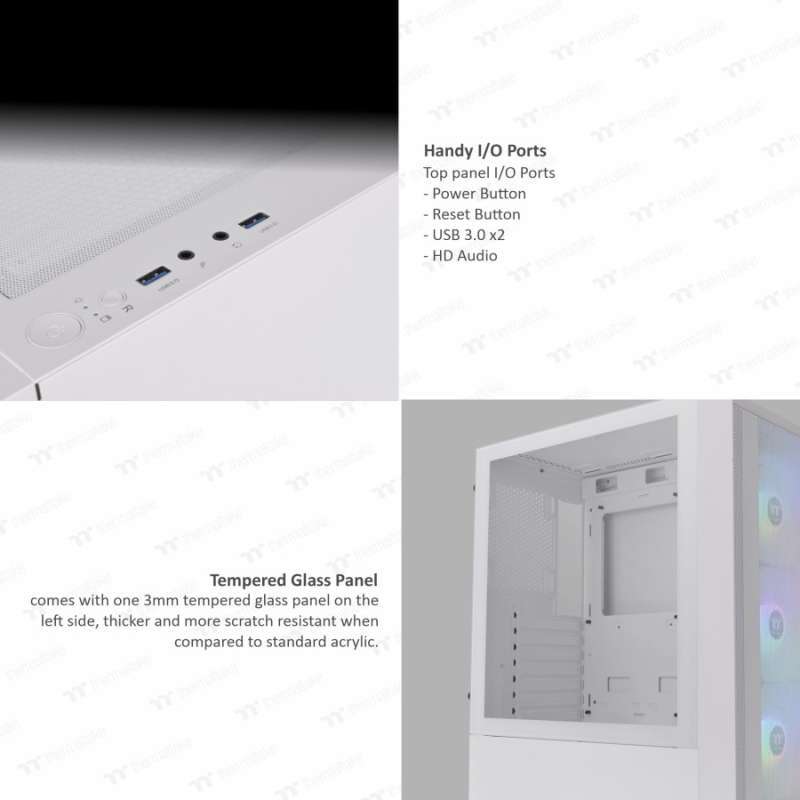 Promo Thermaltake Casing Pc S200 Tg Argb Snow Mid Tower Chassis White ...