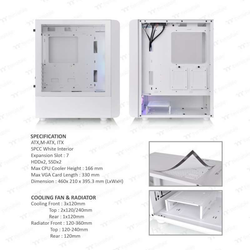 Promo Thermaltake Casing Pc S200 Tg Argb Snow Mid Tower Chassis White ...