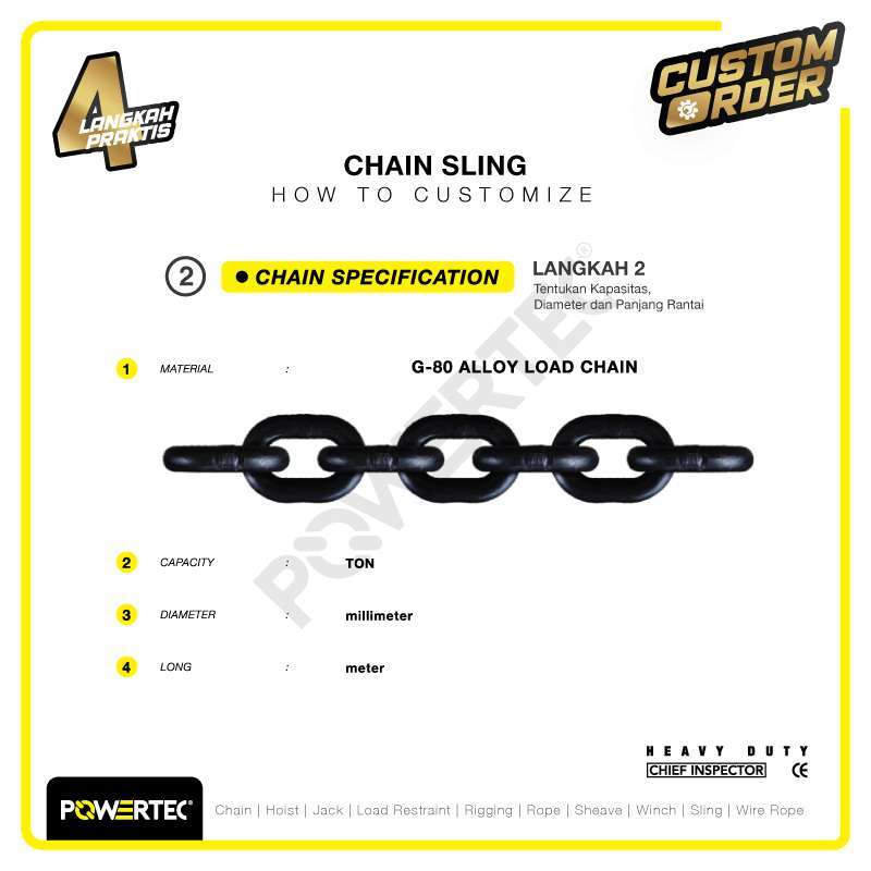 Jual Powertec Chain Sling 4 Legs / Rantai 4 Kaki - Custom Order Di ...