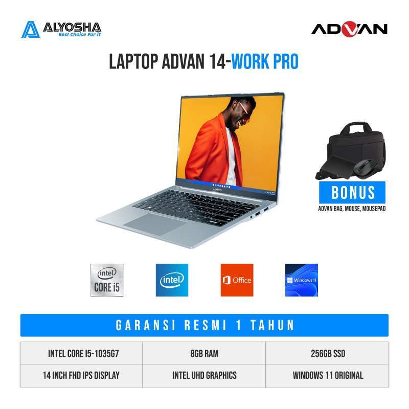 Jual ADVAN Laptop Workpro Core i5-1035G7 8GB 256GB SSD 14'' FHD W11 di ...