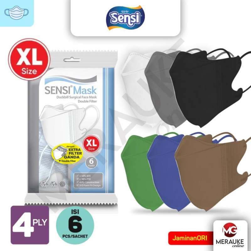 Jual Masker Sensi Duckbill Xl Earloop 4ply Double Filter Sachet (isi 6 ...