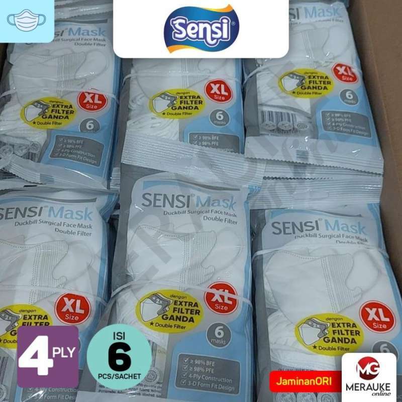 Jual Masker Sensi Duckbill Xl Earloop 4ply Double Filter Sachet (isi 6 ...