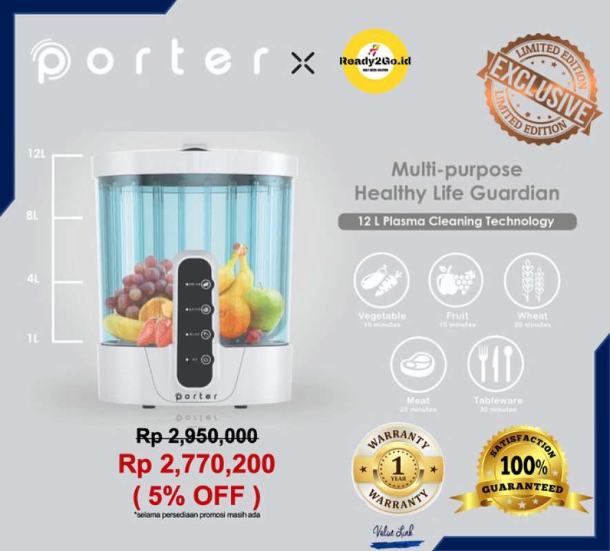 Promo Porter 5In1 Sterilisasi Sayuran Dan Buah Katalisator Sterilisasi Virus Diskon 26% di ...