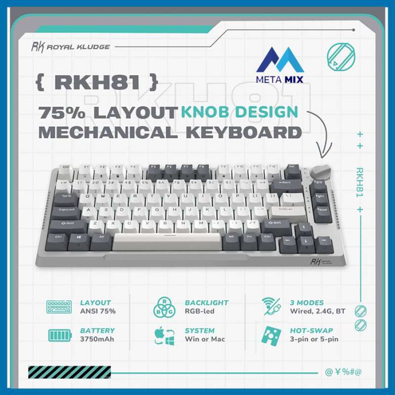Promo ROYAL KLUDGE RK H81 WIRELESS MECHANICAL KEYBOARD GAMING RGB ...