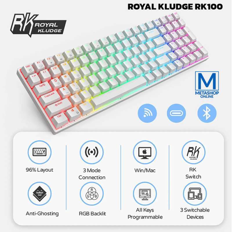 Promo ROYAL KLUDGE RK100 WIRELESS MECHANICAL KEYBOARD GAMING RGB ...