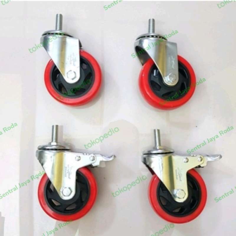 Promo Roda Pu Screw 4 inch Rem / Polos Diskon 23% di Seller Indah ...