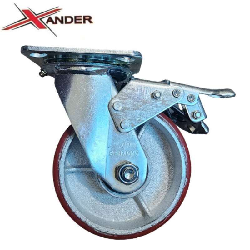 Promo Xander Roda PU 4 Inch Hidup+Rem Ball Bearing HD Heavy Duty Diskon ...