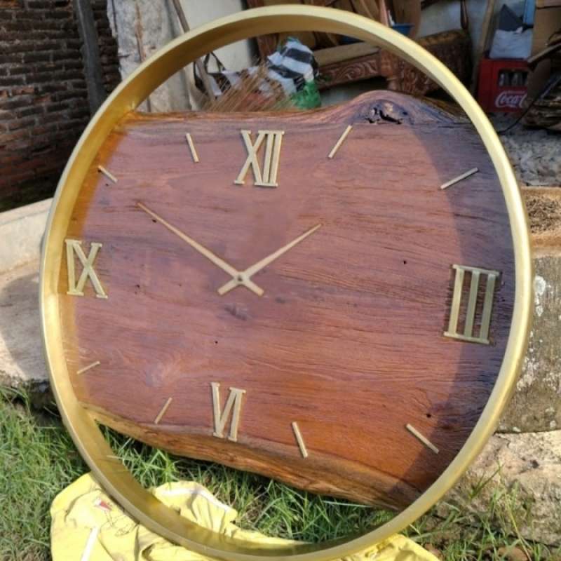Jual Hiasan Dinding | Jam Dinding Besar Aesthetic Kayu Jati Diameter 60 ...