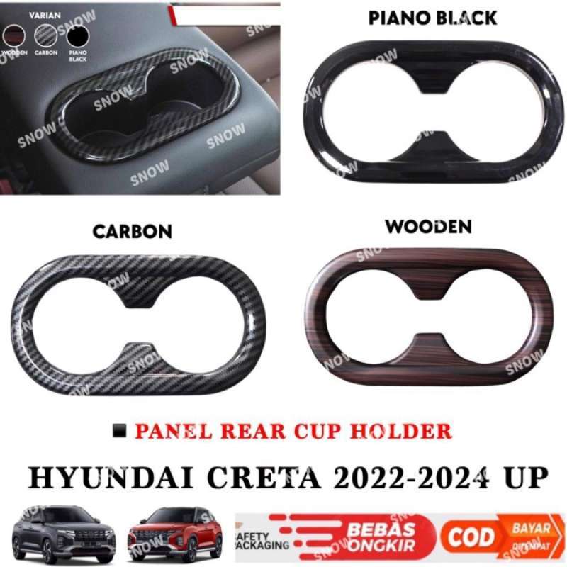 Jual Panel Rear Cup Holder Hyundai Creta 2022 2023 2024 Wood Hitam ...