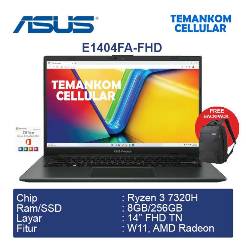 Jual Laptop ASUS Vivobook E1404FA FHD AMD Ryzen 3 7320U 8GB RAM 256GB ...