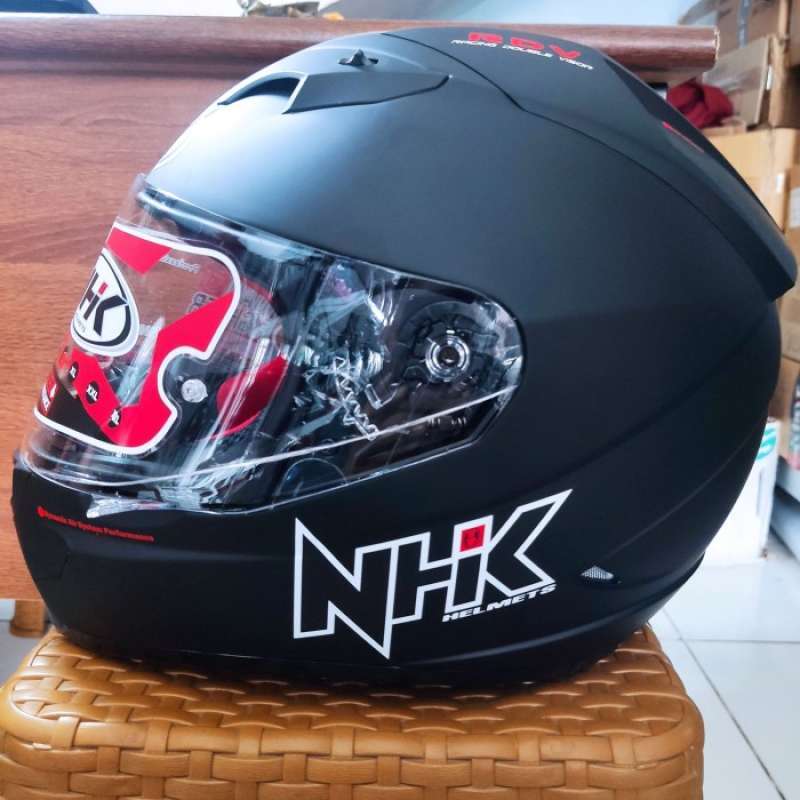 Promo Helm Nhk Gp1000 Solid Black Doff Full Face Nhk Double Visor ...