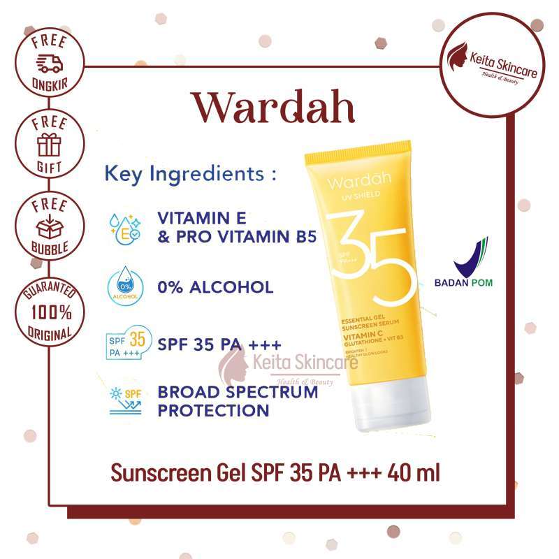 Promo Wardah UV Shield Essential Sunscreen Gel SPF 35 PA +++ 40ml ...