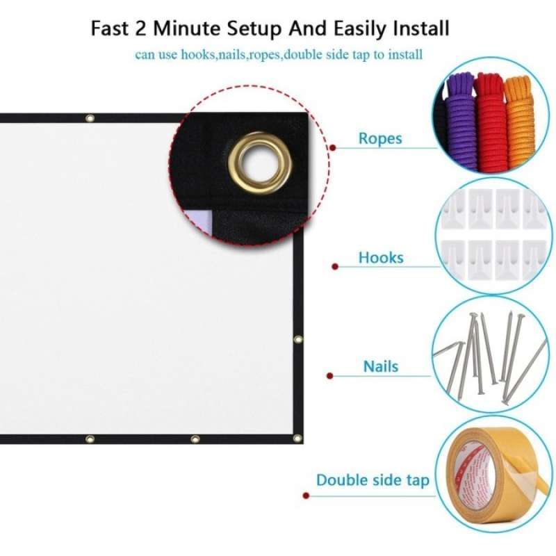 Promo Qiaolet Layar Proyektor 100 Inch 16:9 Dinding Screen Projector ...