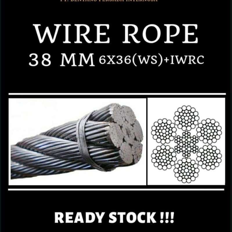 Promo Wire rope kawat seling 38 mm IWRC full baja sertifikat Diskon 23% di Seller Meepo - Tegal ...