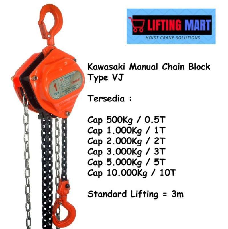 Promo Takel . Katrol . Chain Block Kawasaki VJ Cap 1000Kg/1T Lifting 3m Diskon 23% di Seller ...