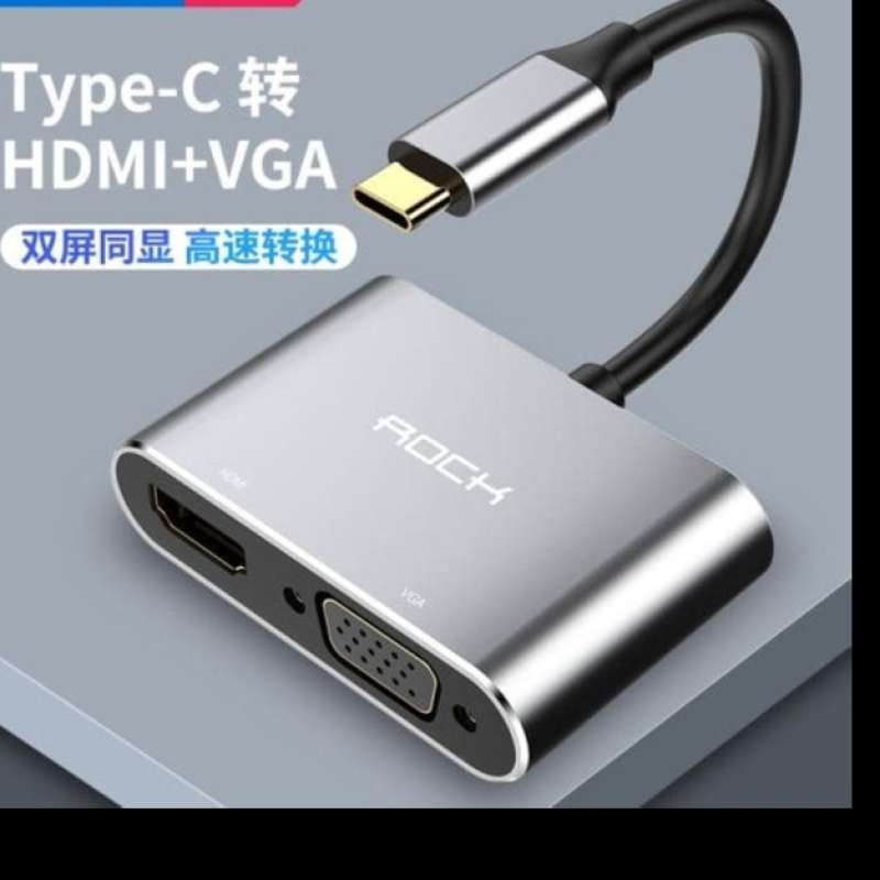 Promo Rock Usb-C To Hdmi + Vga Converter Original Diskon 23% di Seller ...
