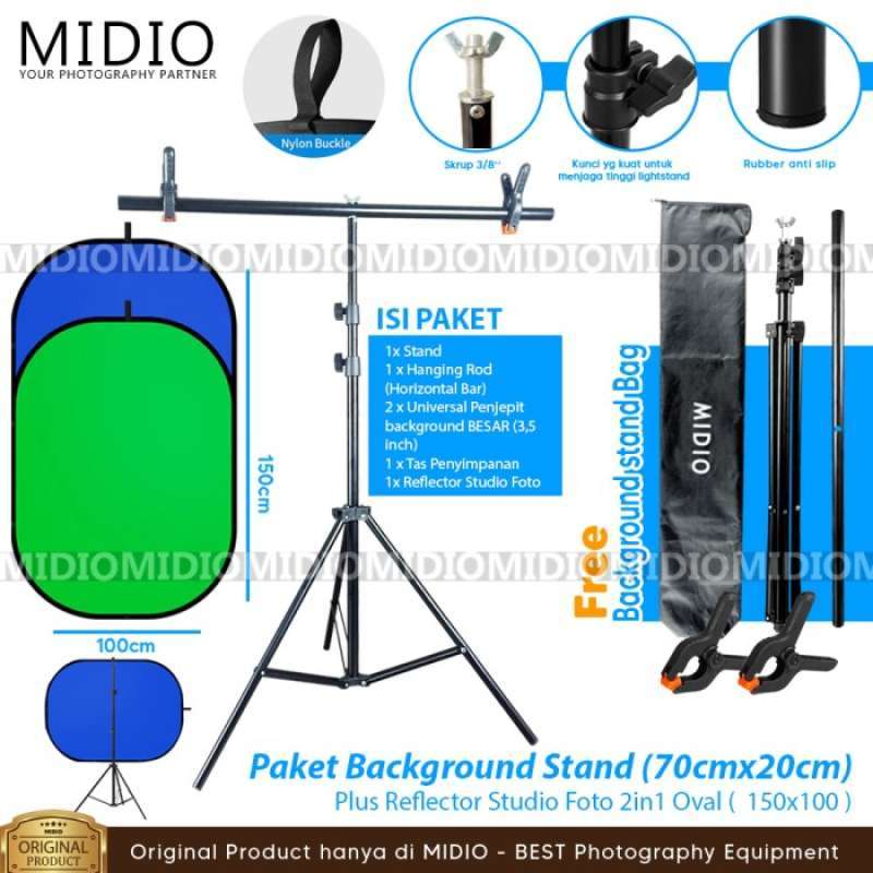 Promo Paket Background Stand 70x200 Plus Reflektor 150x100 Blue Green ...