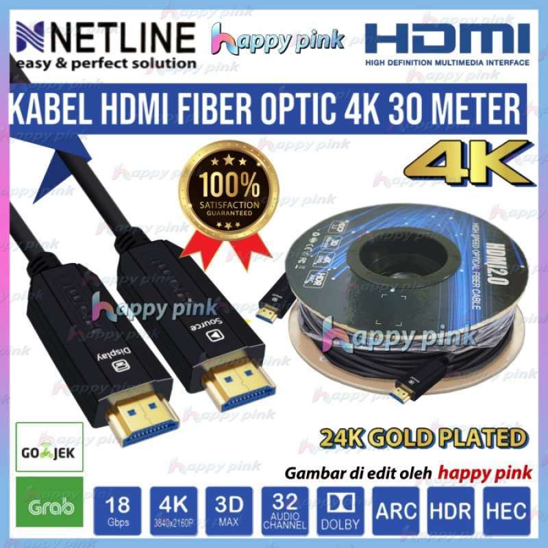 Promo Kabel Hdmi V2.0 Fo Fiber Optic 30 Meter 4K Ultrahd High Speed Netline Diskon 23% di Seller ...