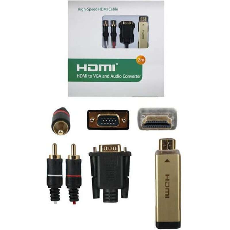 Promo Hdmi To Vga And Audio L/R Cable Converter 2 Meter With Power ...