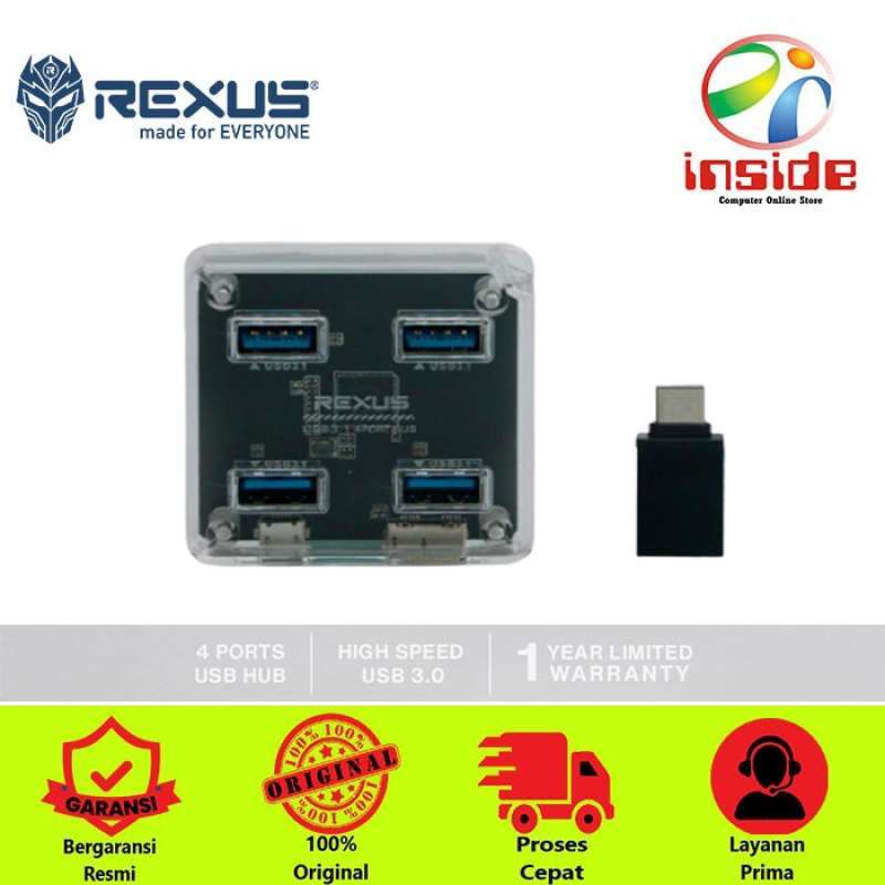 Promo Rexus Usb Hub 3.1 H331 4 Port + Converter Type C Diskon 23% di ...