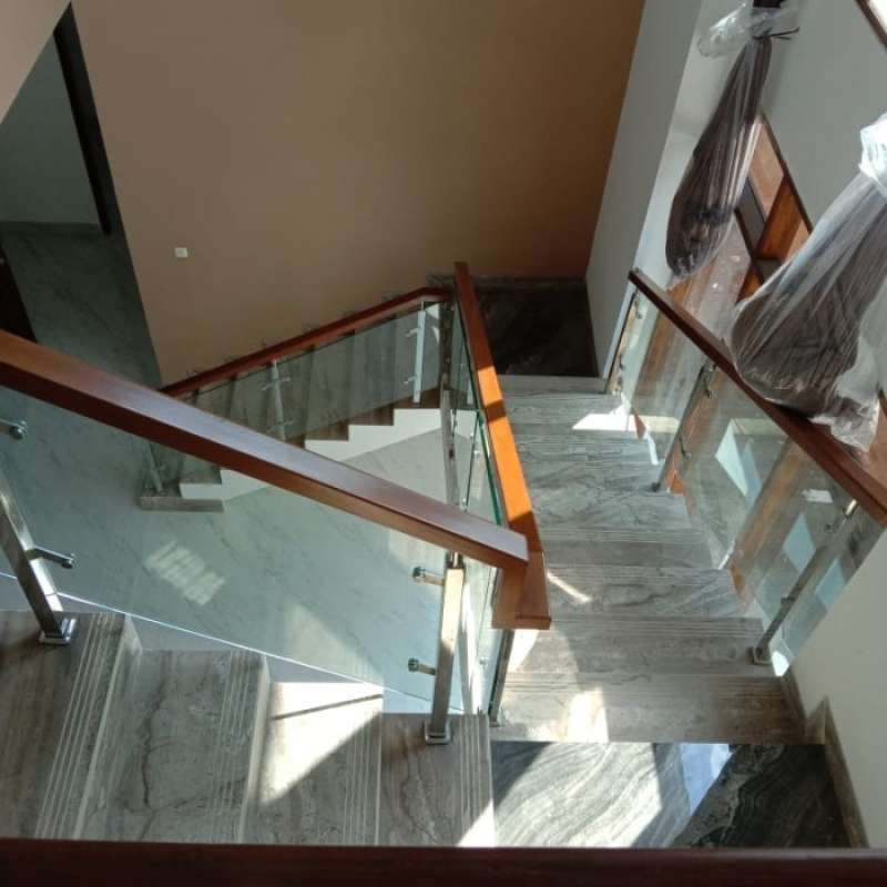 Promo Ralling Tangga Kaca Tempered Stainless 304 Handrail Kayu Diskon ...