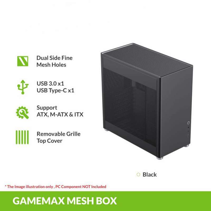 Jual GameMax Mesh Box Pro ATX Gaming PC Case - Black di Seller iBos ...