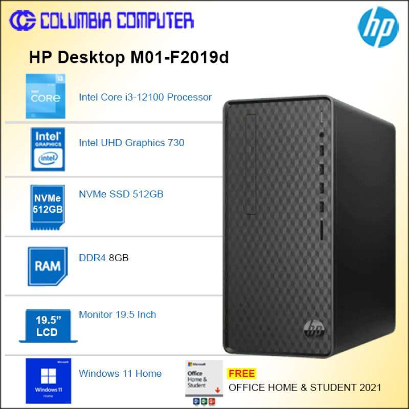 Jual HP Desktop M01-F2019d i3-12100 8GB 512GB Intel-UHD Win 11+OHS 19.5LCD di Seller Lenovo Shop ...
