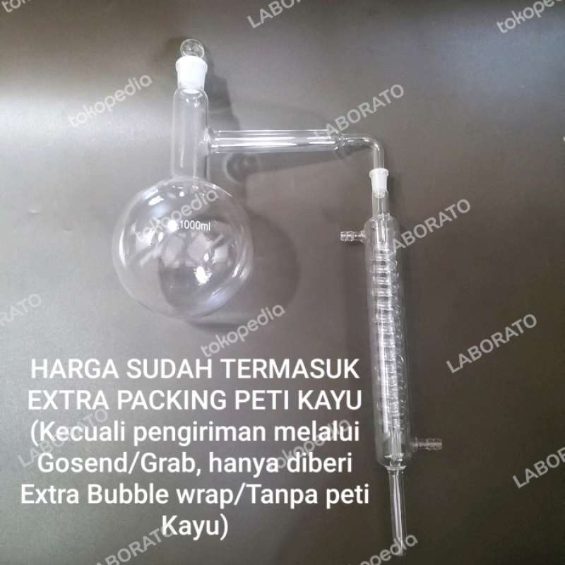 Promo Alat Destilasi Labu 1000ml Dengan Kondensor Spiral 1000 Ml ...