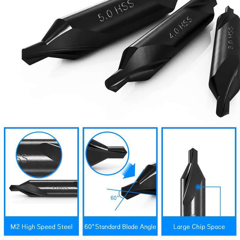 Promo 7 Packs Center Drill Bits Set, Black Oxide Coating M2 High Speed ...