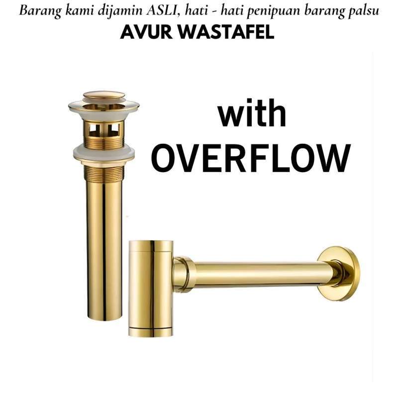 Jual Sifon Botol Pop Up Avur Pencet P-trap Pembuangan Wastafel Gold ...