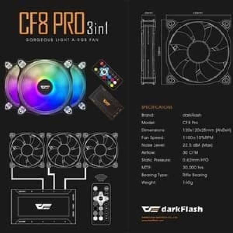 Promo Aigo Darkflash Cf8 Pro 3In1 - Argb Sync Gaming Fan Case 12Cm Diskon 23% di Seller ...