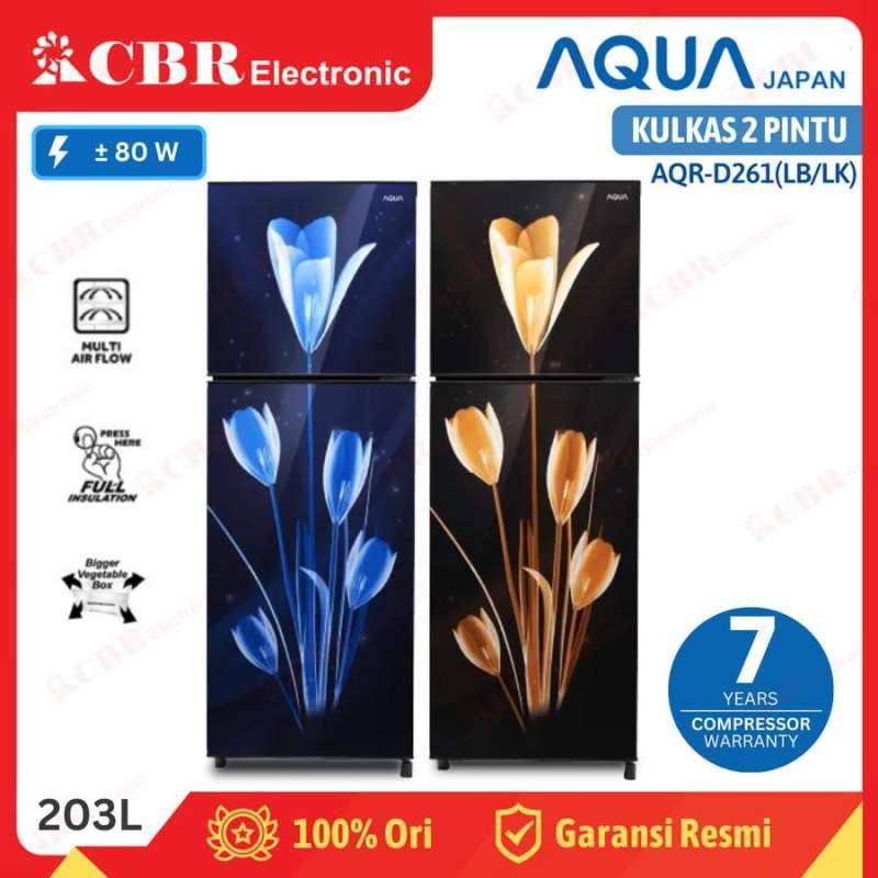 Jual KULKAS AQUA 2 PINTU 203L AQR-D261(LB/LK) / D261 - MOTIF BUNGA di ...