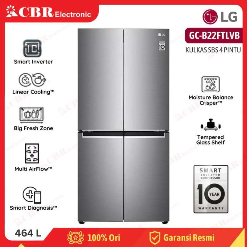 Jual Kulkas Lg Side By Side 4 Pintu Gc-b22ftlvb (464l / Inverter) Di Seller Cbr Elektronik Batam ...