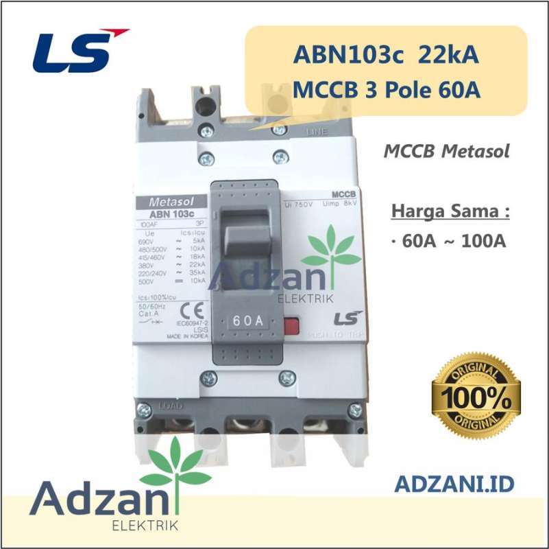 Jual Mccb 3p 60a 22ka Abn103c Ls Metasol Lsis Di Seller Adzani Elektrik ...
