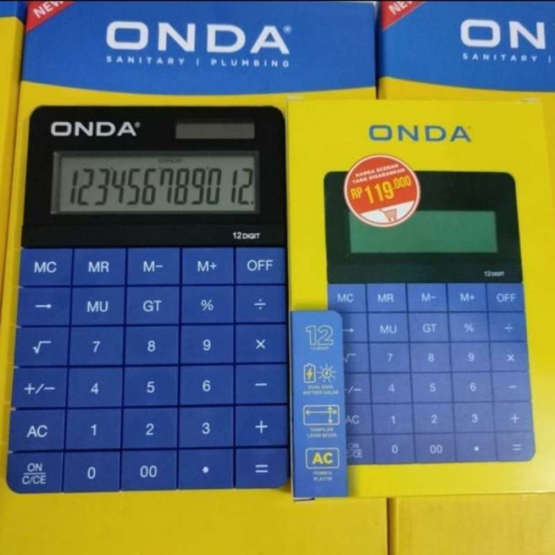 Jual Kalkulator 12 Digit Onda / Calculator Dual Daya Baterai Solar Di ...