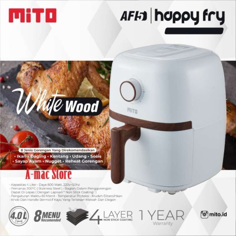 Promo New Mito Airfryer 4 L Af5 Happy Fry Resmi Af 5 Air Fryer Af 5