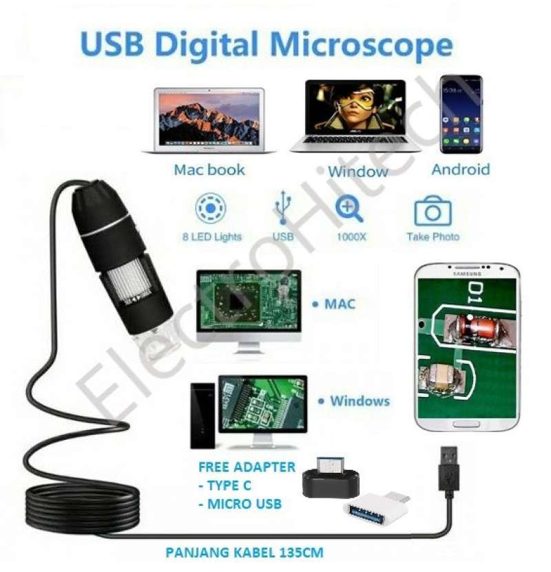 Jual MIKROSKOP DIGITAL 1000X Digital Microscope USB With stand, Micro ...