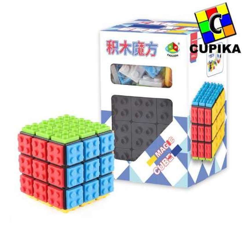 Promo Rubik 3x3 Fanxin Building Blocks Lego Cube 3x3 Viral - Hitam ...