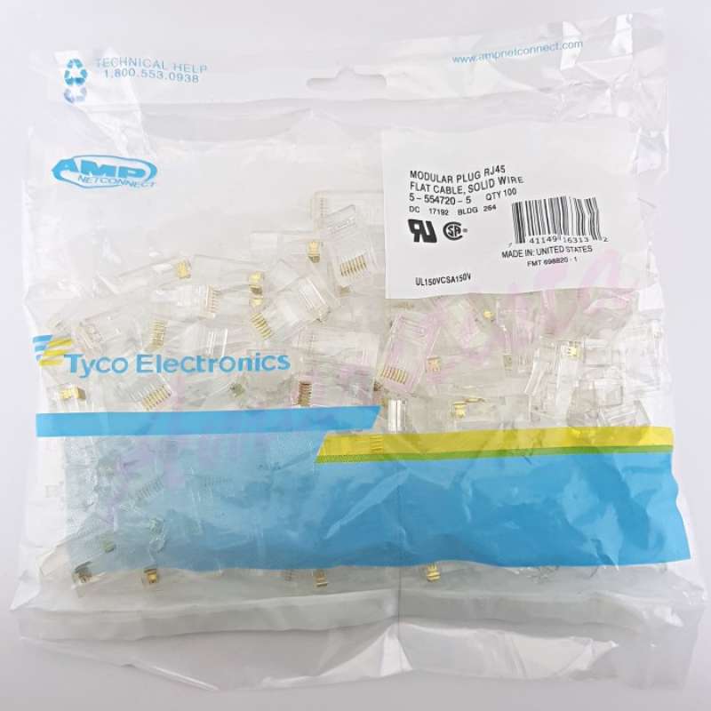 Promo Pin Rj45 Amp Cat6 Modular Plug Rj45 Made In United States (100Pcs ...