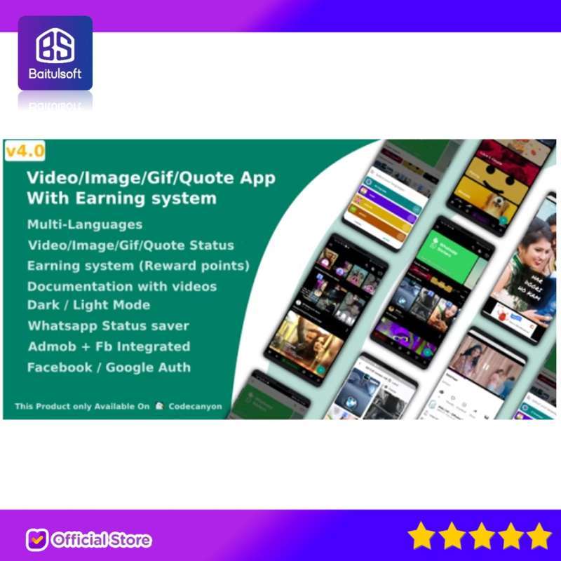 Promo SOURCE CODE APLIKASI VIDEO/IMAGE/GIF/QUOTE APP WITH EARNING SYSTEM (REWARD POINTS) BY ...